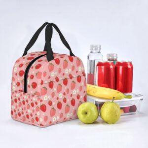 Strawberry Daydream Reusable Insulated Lunch Bag For Women Men Waterproof Tote Lunch Box Thermal Cooler Lunch Tote Bag For Work Office Travel Picnic