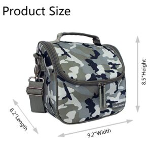 Kindness Footprint Camo Lunch Bag Insulated Lunch Box Detachable Adjustable Strap… (Camo Grey)