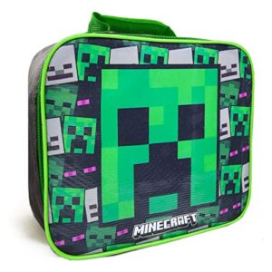 Game Party Minecraft Backpack with Lunch Box Set for Kids - Bundle with 16” Minecraft Backpack, Lunch Bag, Water Bottle, Decals, More | Minecraft Backpack for Boys.