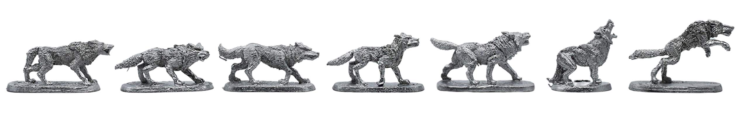 IRON WIND METALS 7 Piece Wolf Pack Set - 100% Lead-Free Pewter - Classic Fantasy Miniatures for 28mm Table Top Games - Made in USA - RAL Partha Miniatures