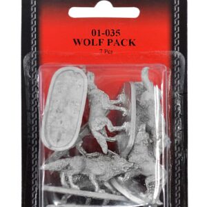 IRON WIND METALS 7 Piece Wolf Pack Set - 100% Lead-Free Pewter - Classic Fantasy Miniatures for 28mm Table Top Games - Made in USA - RAL Partha Miniatures