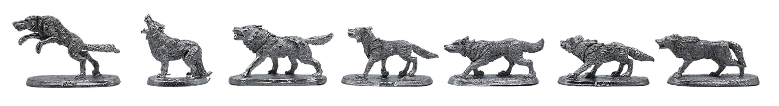 IRON WIND METALS 7 Piece Wolf Pack Set - 100% Lead-Free Pewter - Classic Fantasy Miniatures for 28mm Table Top Games - Made in USA - RAL Partha Miniatures