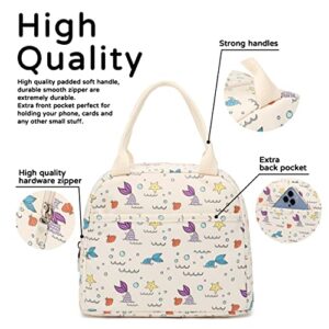 Lunch Bag Kids Girls Women Mermaid Lunchbag Cute Insulated Teens Cooler Tote Bag Reusable Adult Thermal Lunch Box for School Work Travel Picnic Hiking Beach (Beige)