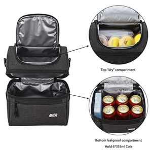 MIER 2 Compartment Lunch Bag and Small Lunch Bag