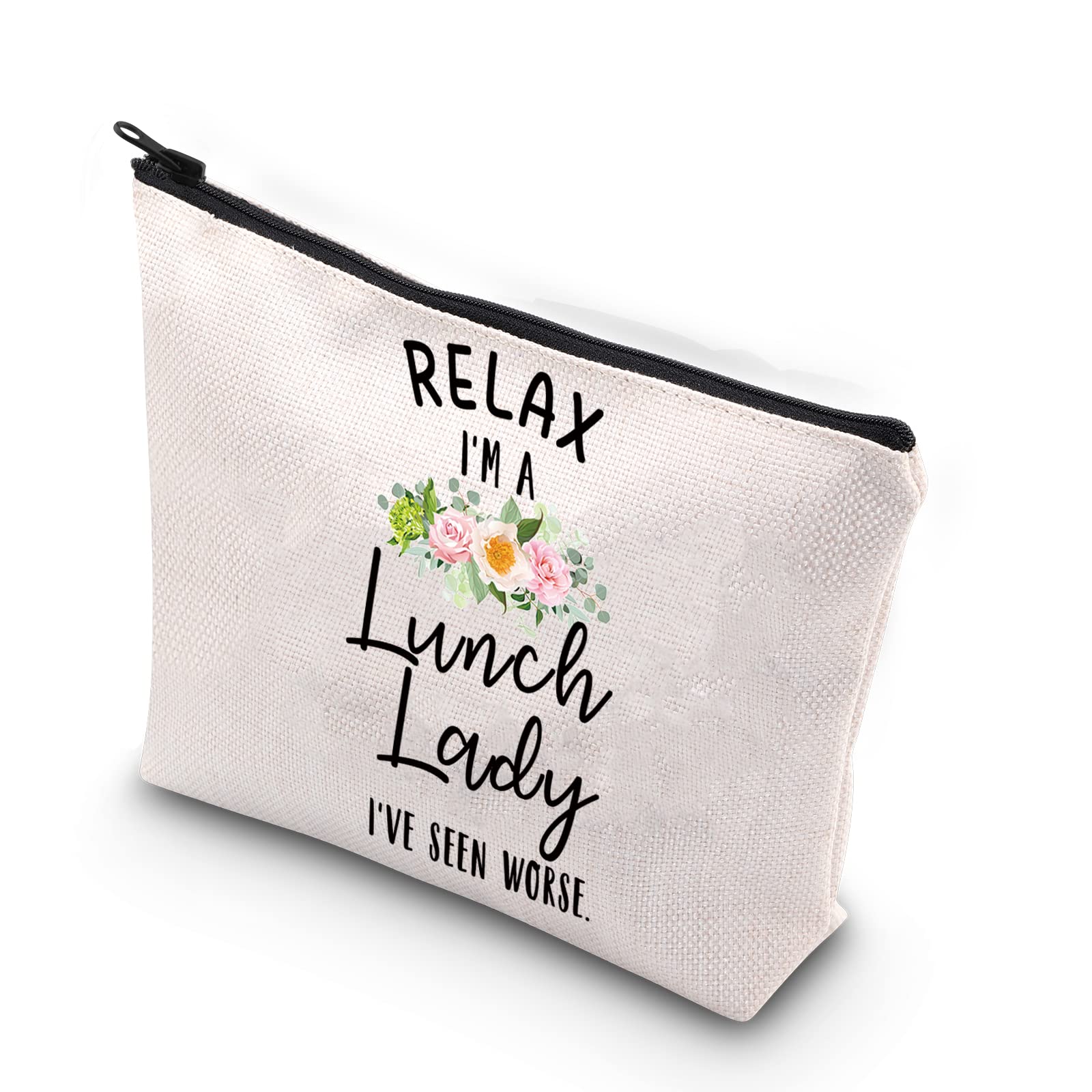 XYANFA School Lunch Lady Cosmetic Bag Appreciation Gift for School Lunch Staff Lunch Aide Cafeteria Worker Bag (RELAX Lunch Lady)