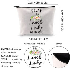 XYANFA School Lunch Lady Cosmetic Bag Appreciation Gift for School Lunch Staff Lunch Aide Cafeteria Worker Bag (RELAX Lunch Lady)