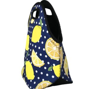 allydrew Insulated Neoprene Lunch Bag Zipper Lunch Box Tote, Lemons