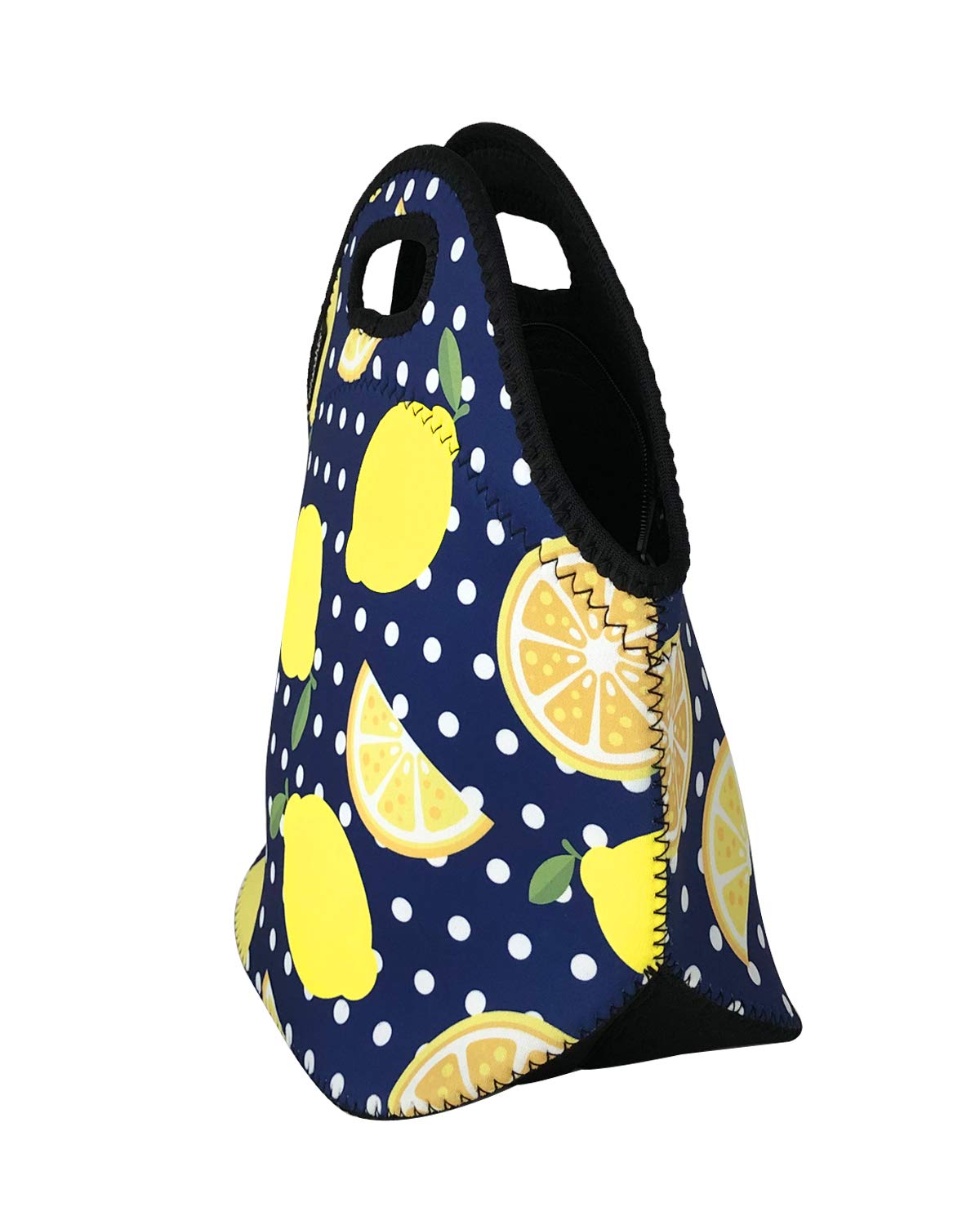 allydrew Insulated Neoprene Lunch Bag Zipper Lunch Box Tote, Lemons