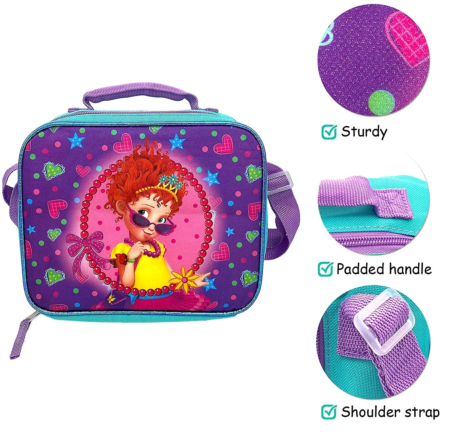 Zak Designs, UPD, Fancy Nancy, Nintendo Rectangle Lunch Bag, small, Fancy Nancy Teal