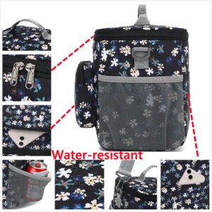 TOPERIN Lunch Box Insulated Lunch Bag for Women Lunch Tote Bag Floral Black 1