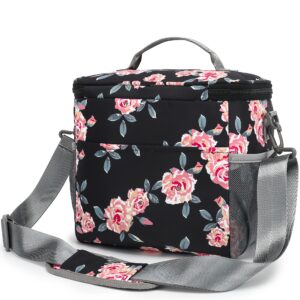 TOPERIN Lunch Box Insulated Lunch Bag for Women Lunch Tote Bag Floral Black 1