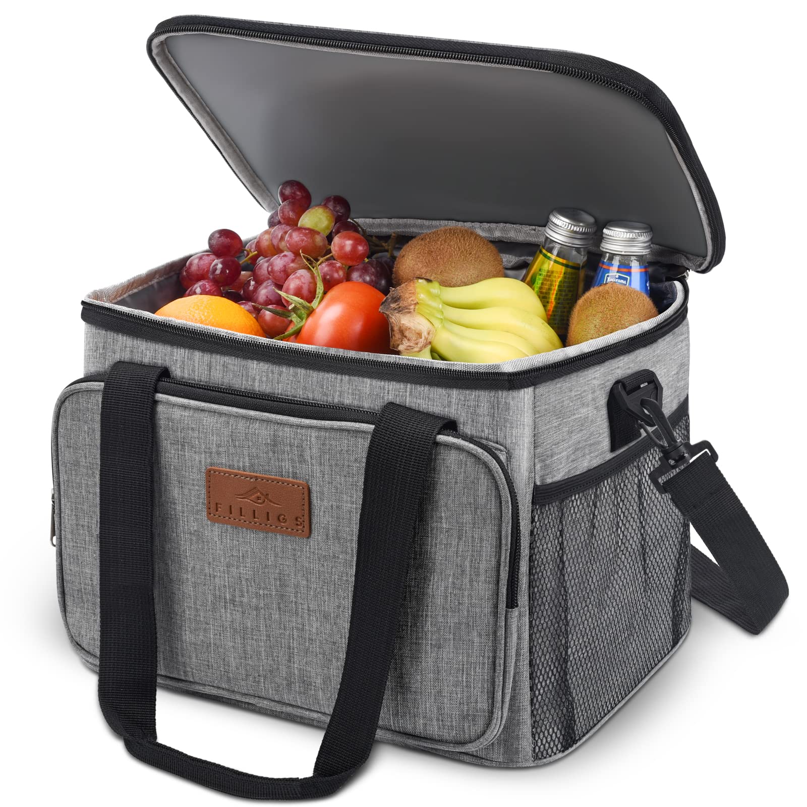 Filligs Insulate Lunch Bag for Women/Men - 24-Can Cooling Thermal Lunch Food Box With Removable Shoulder Strap with Side Pockets - Leakproof Cooler Tote Bag - Loncheras Para Hombres De Trabajo