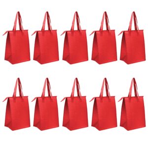 zipper insulated lunch tote bags set of 10, bulk pack - perfect for work, travel, outdoor events - red