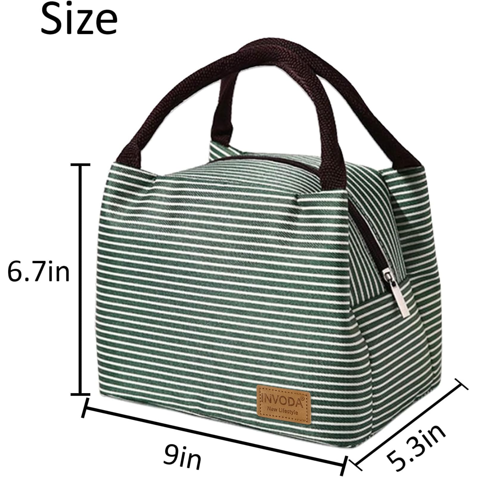 Lunch Bags Reusable Lunch Tote Bags Portable Lunch Cooler Bag Lunch Holder Insulated Lunch Box Bag for Picnic Office Beach (Green)