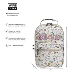 adidas Santiago 2 Insulated Lunch Bag, Woodland Floral Chalk White/Wonder Beige, One Size