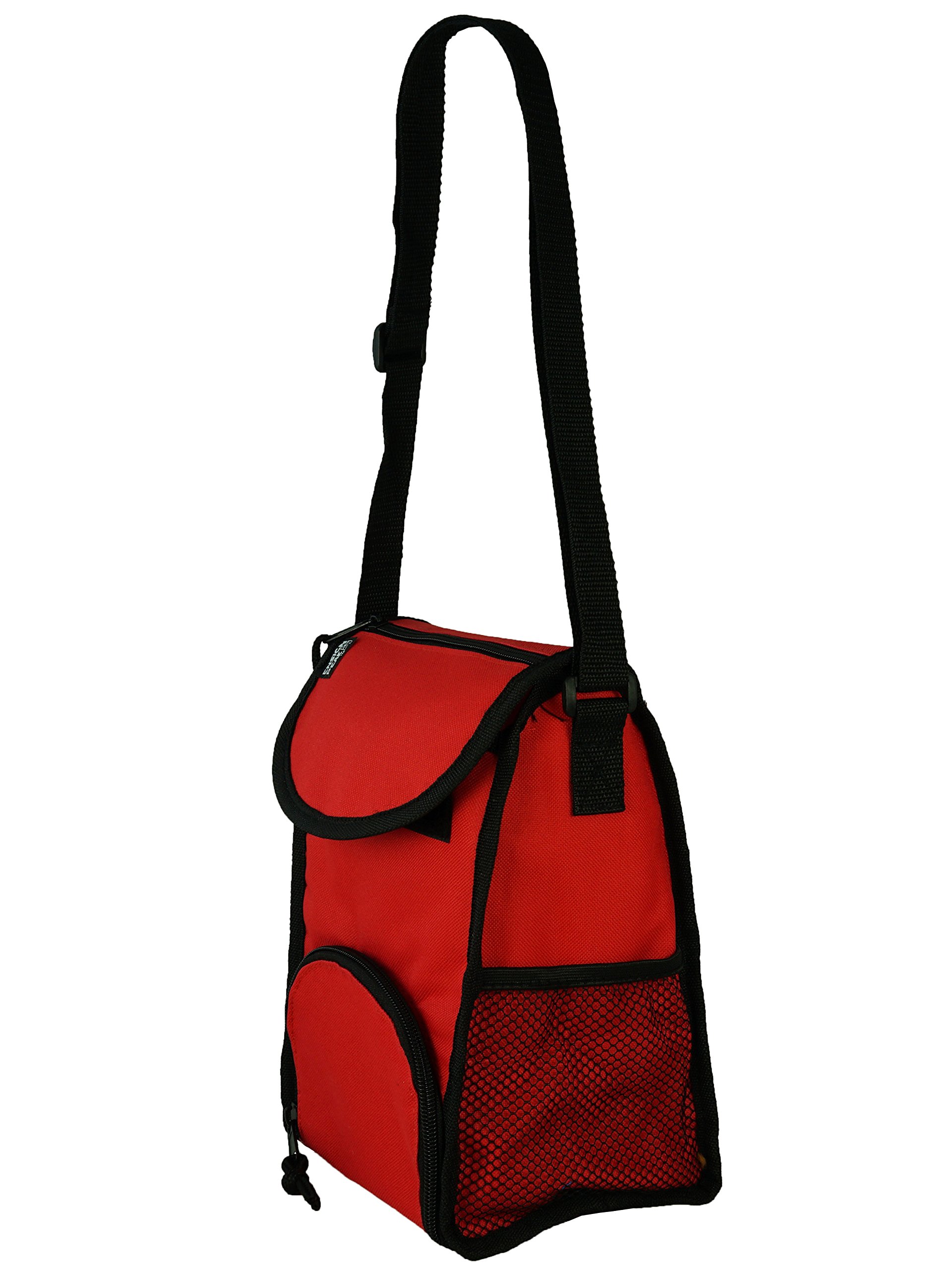 Ensign Peak Deluxe Insulated Lunch Sack with Adjustable Strap, Zipper Pocket and Leak Proof, Red