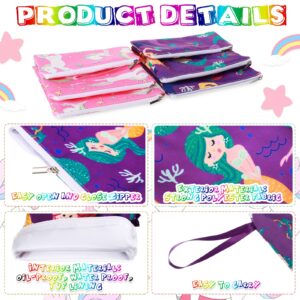 6 Pieces Reusable Snack Bags Sandwich Bags Washable Safe Food Lunch Bags Insulated Waterproof Pouch Mermaid Unicorn Rainbows Container Baggies for Snack Food Packing and Wrapping