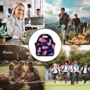 Dacawin Kids Pink Dinosaur Lunch Box for Boys Girls Teens Blue Love Insulated Lunch Bag Reusable Leakproof Cooler Bag Cute Dino Portable Lunch Handbag for School Work Picnic