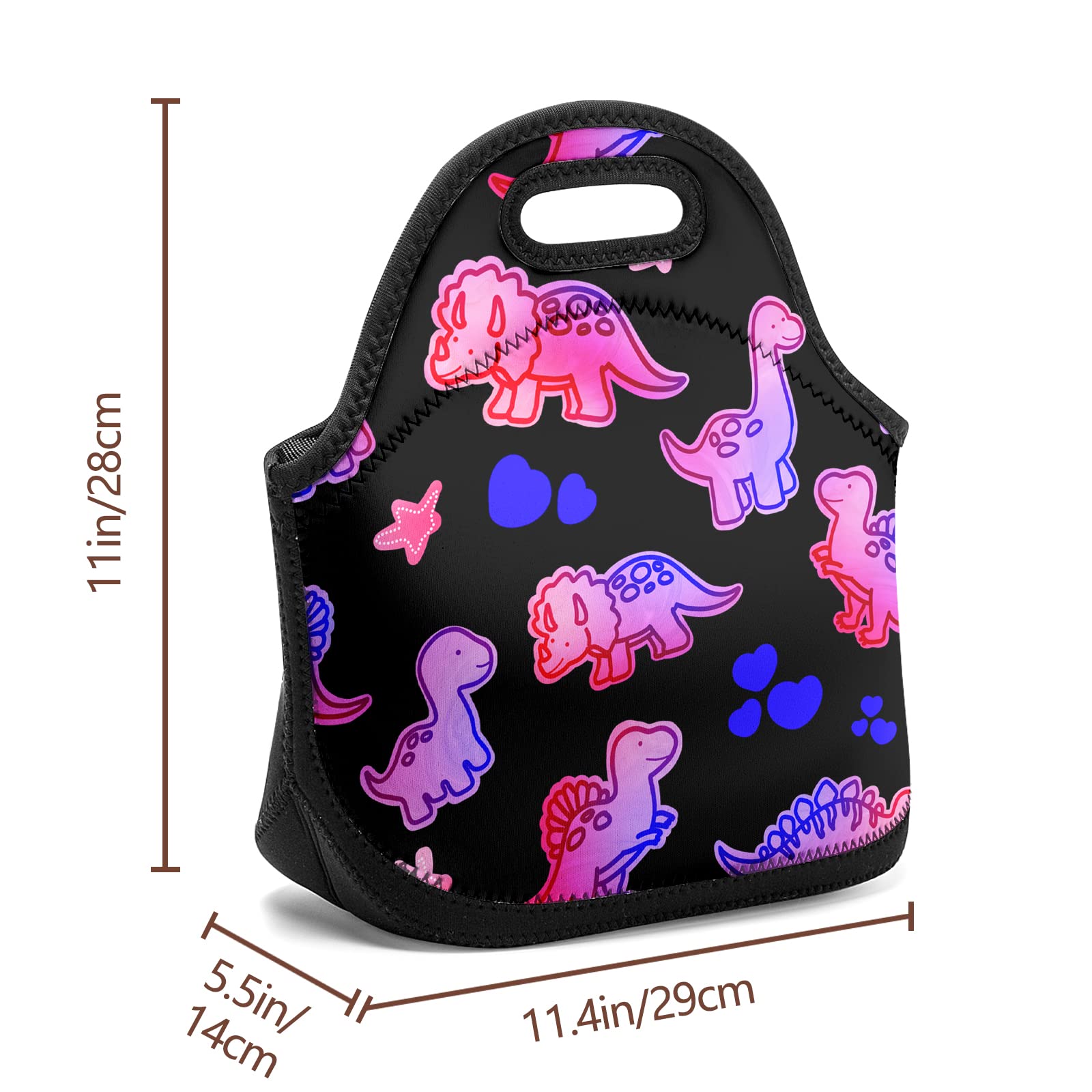 Dacawin Kids Pink Dinosaur Lunch Box for Boys Girls Teens Blue Love Insulated Lunch Bag Reusable Leakproof Cooler Bag Cute Dino Portable Lunch Handbag for School Work Picnic