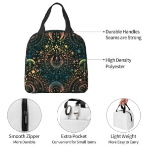 Echoserein Magical Astrology Moon Star Lunch Bag Insulated Lunch Box Reusable Lunchbox Waterproof Portable Lunch Tote For Women Men Girls Boys