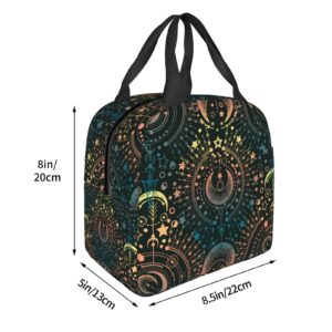 Echoserein Magical Astrology Moon Star Lunch Bag Insulated Lunch Box Reusable Lunchbox Waterproof Portable Lunch Tote For Women Men Girls Boys