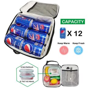 Reusable Insulated Cooler Lunch Bag Leakproof Office Work Picnic Meal Lunch Box with Multi-Pockets for Men Women (Blue Camo, Small)