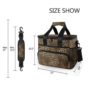 Large Lunch Bag Leopard Animal Skin Print Lunchbox Insulated Cooler Reusable Travel Picnic Tote Bag Ice Pack for Women Men (15L)