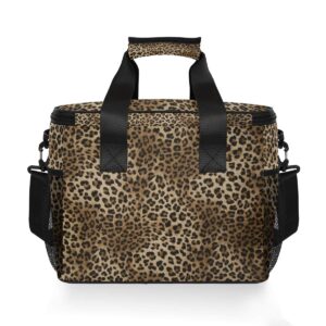 Large Lunch Bag Leopard Animal Skin Print Lunchbox Insulated Cooler Reusable Travel Picnic Tote Bag Ice Pack for Women Men (15L)