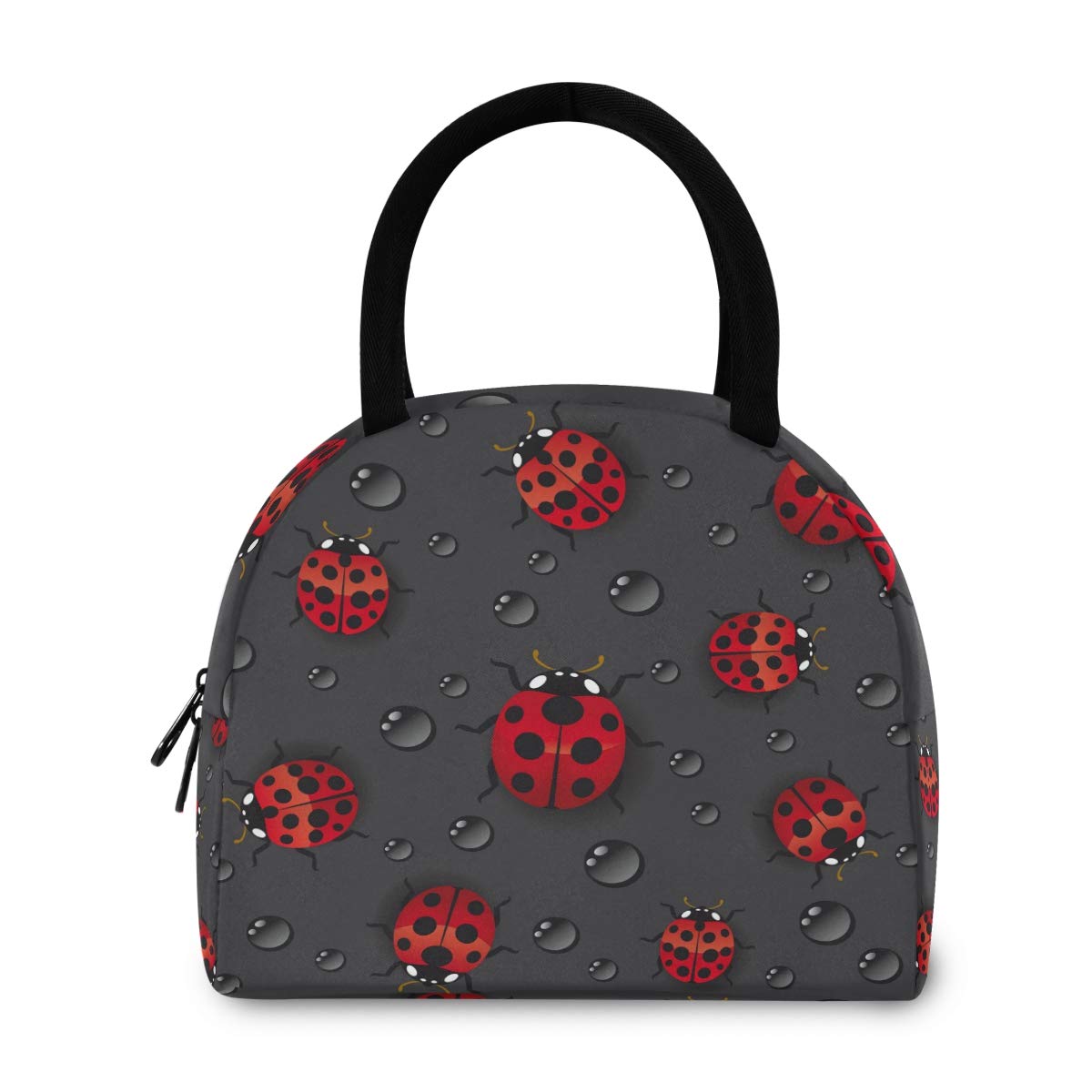 Blueangle Red Ladybugs Insulated Lunch Bag for Women,Lunch Holder Insulated Lunch Tote Bag,Student Thermal Bag and Lunch Cooler Box