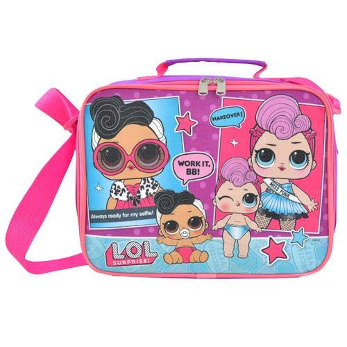 UPD LOLLB LOL Surprise! Glam Club Soft Insulated Pink Lunchbox Lunch Bag -Doll Face &Miss Punk, 9.5 x 8 x 3 in., Multi