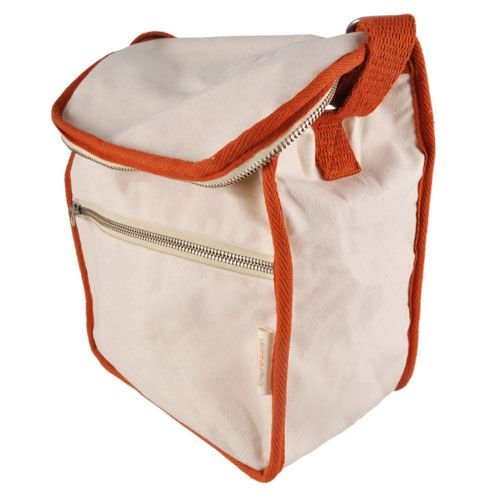 Wool Insulated Organic Cotton Lunch Bag - Orange Trim