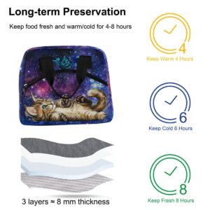 Emelivor Travel Insulated Lunch Bag Adult - Galaxy Cat Butterfly Lunch Bags for Women Men Lunch Tote Reusable Meal Prep Lunch Box Cooler Bag