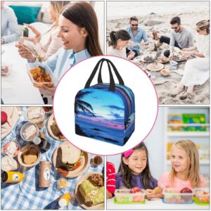 TTLIVEVIP Funny Palm Trees Insulated Lunch Bag for Women Cooler Tote Box Leakproof Reusable Girls Lunchbag Office Work School Picnic Portable Blue Ocean