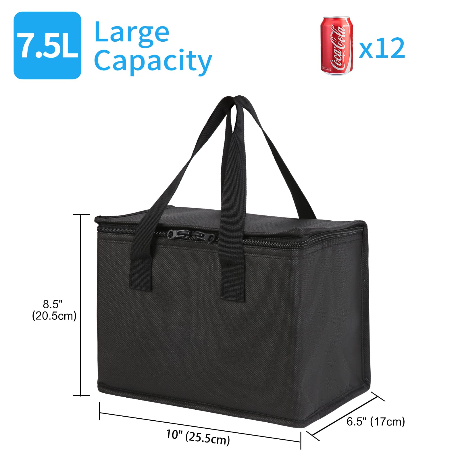 musbus Lunch Bag 12-Can Insulated lunchbox Box Soft Cooler bags Cooling Tote for Adult Men Women, BLACK boxes for work lunchboxes small womens cute reusable adult pail kit food pales