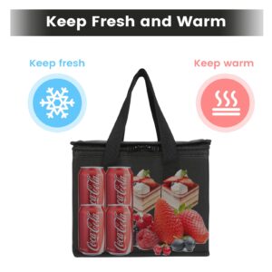 musbus Lunch Bag 12-Can Insulated lunchbox Box Soft Cooler bags Cooling Tote for Adult Men Women, BLACK boxes for work lunchboxes small womens cute reusable adult pail kit food pales