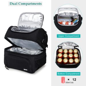 MIER Dual Compartment Lunch Bag Tote with Shoulder Strap with Long Lasting Freezer Pack