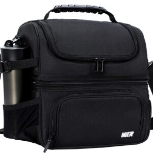 MIER Dual Compartment Lunch Bag Tote with Shoulder Strap with Long Lasting Freezer Pack