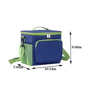 HOMHOLDON Lunch bag for Women and Men,Leakproof Insulated Lunch Box Cooler Tote Bag with Adjustable Shoulder Strap Reusable Lunch Bags for Work, Picnic, Camping, Shopping(Blue&Green)