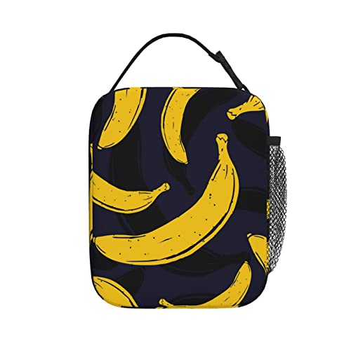 BQIUULO Pop Art Banana Lunch Bag for Men Women Tote Insulated Cooler Bags Reusable Lunch Box for College Work Office Picnic One Size