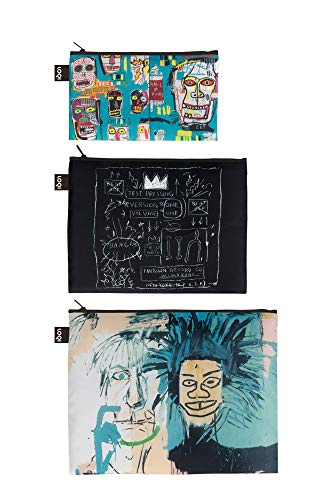 LOQI Museum Zip Pockets, (Set of 3), Jean Michel Basquiat