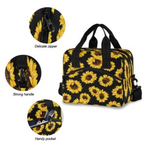 SUABO Lunch Bag Tote Bag Sunflower Pattern Lunch Bag for Women Men Insulated Lunch Cooler Bag