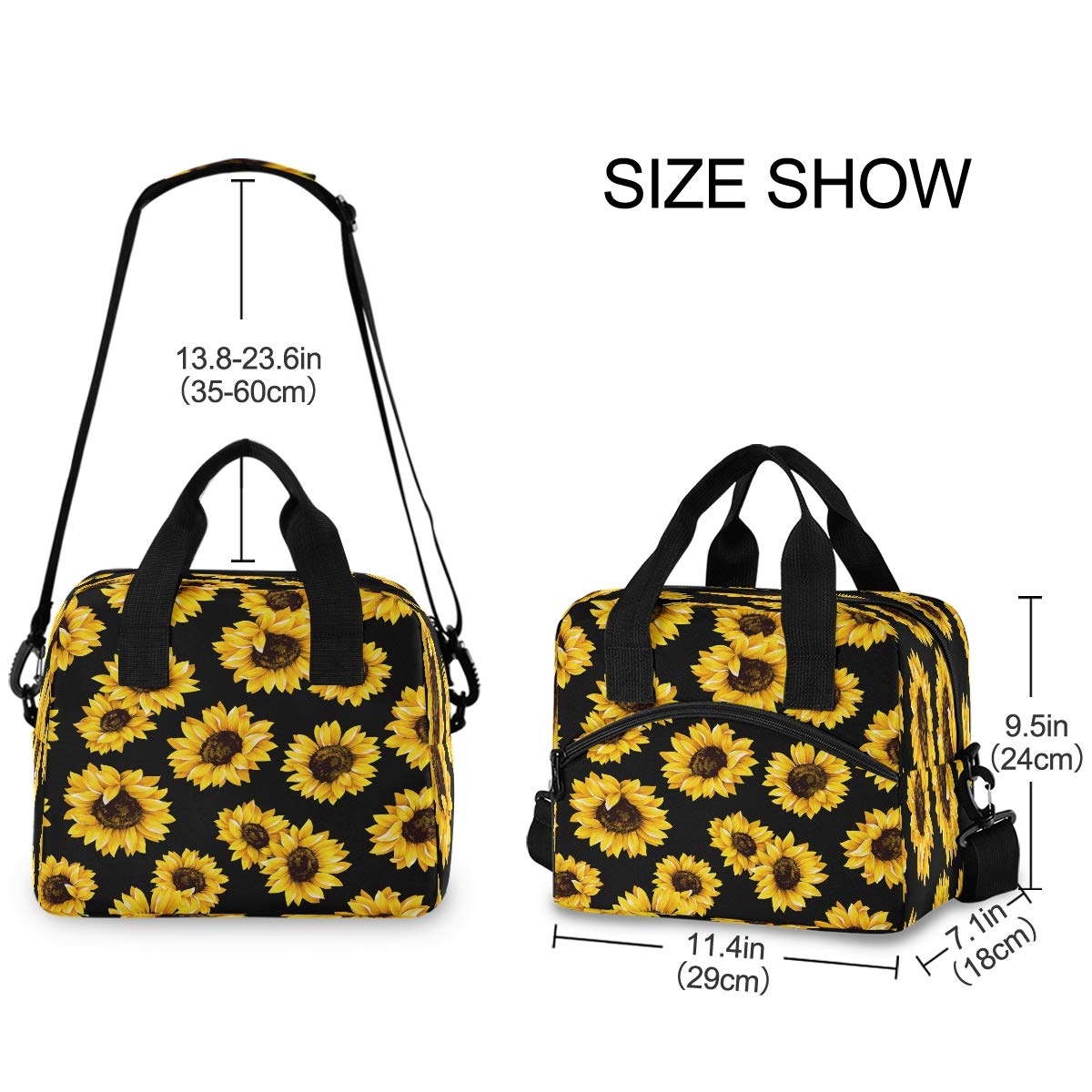 SUABO Lunch Bag Tote Bag Sunflower Pattern Lunch Bag for Women Men Insulated Lunch Cooler Bag