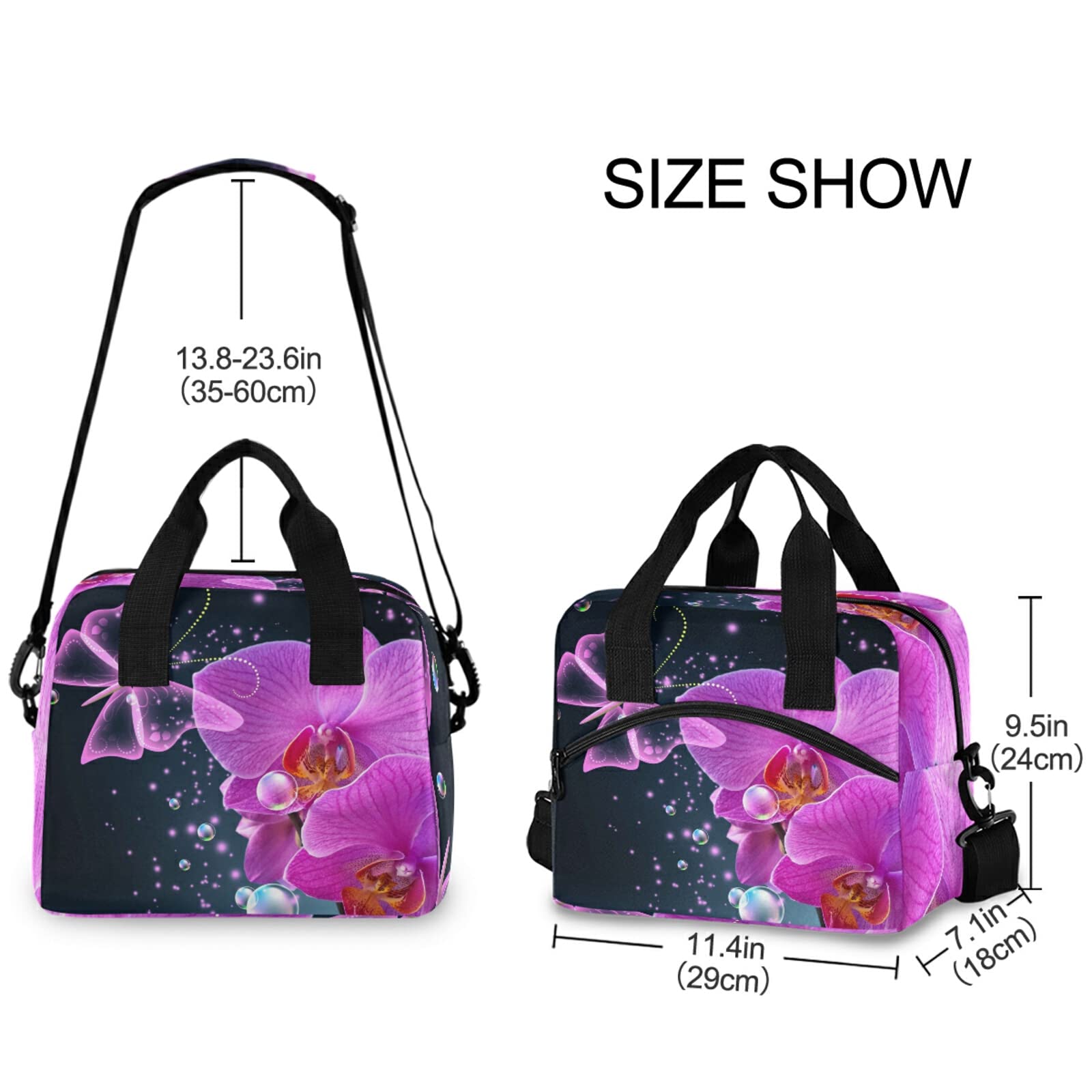 ALAZA Orchid Butterfly Lunch Tote Bags for Women Leakproof Lunch Bag lunch Box Lunch Cooler Bag(228ri1b)