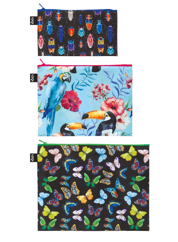 LOQI WILD Insects, Bird, Butterflies Zip Pockets