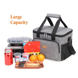 Lifewit Large Lunch Bag Insulated Lunch Box Soft Cooler Cooling Tote for Adult Men Women, 24-Can (15L), Grey and Black