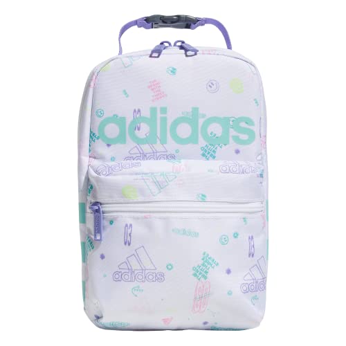 adidas Santiago 2 Insulated Lunch Bag, Icon Brand Love White/Flash Aqua Blue/Light Purple, One Size