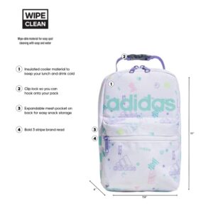 adidas Santiago 2 Insulated Lunch Bag, Icon Brand Love White/Flash Aqua Blue/Light Purple, One Size