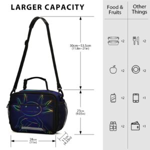 Glaphy Rainbow Axolotl Fish Lunch Bag Cooler Lunch Box Insulated Lunch Tote Bag with Shoulder Strap for Office Work School Picnic Travel