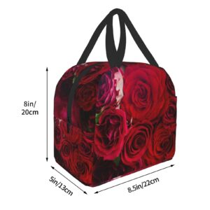 TTLIVEVIP Red Rose Insulated Lunch Bag for Women Cooler Tote Box Leakproof Reusable Girls Funny Lunchbag Office Work School Picnic Portable