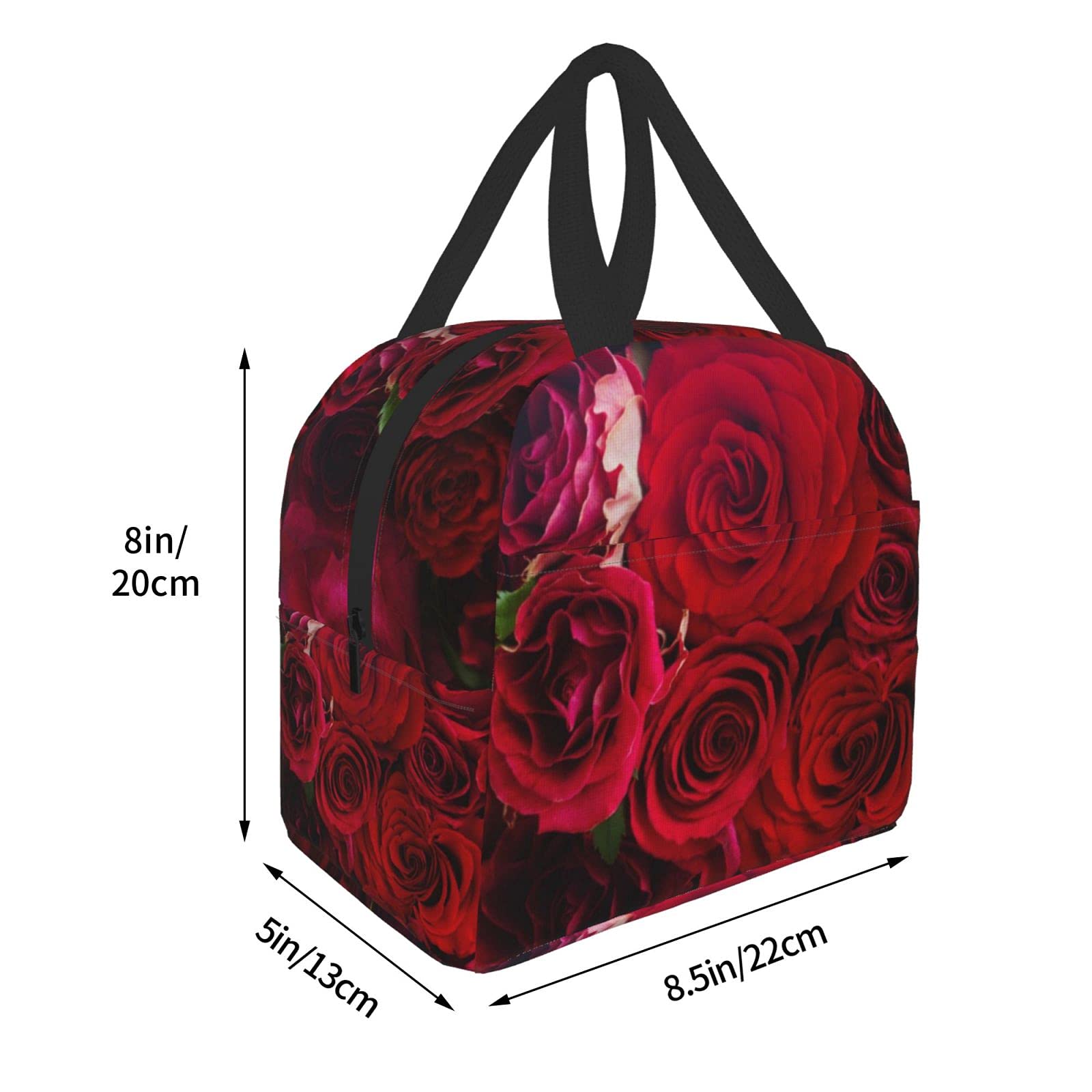 TTLIVEVIP Red Rose Insulated Lunch Bag for Women Cooler Tote Box Leakproof Reusable Girls Funny Lunchbag Office Work School Picnic Portable